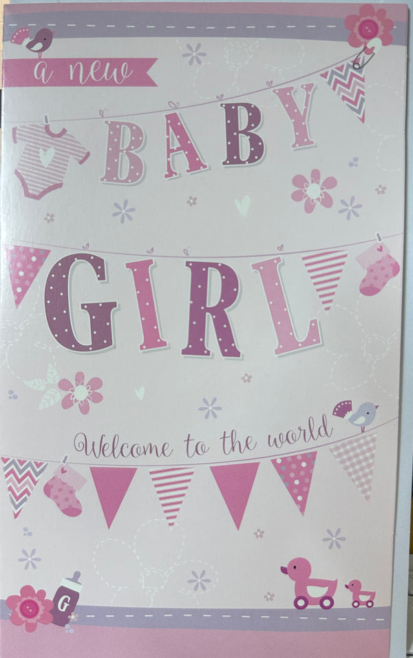 Card Baby Girl - Welcome To The World Banner - Warrnambool Toys and Baby