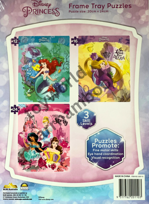 Disney Princess 3pk Frame Tray Puzzle - Warrnambool Toys and Baby