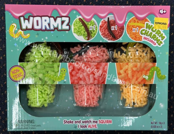 Quick Wormz 3 Cups in box with Charms 60g - Warrnambool Toys and Baby